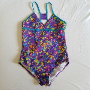 Speedo | Swim | Speedo Girls Paint Splatter Dot Swimsuit 4 | Poshmark